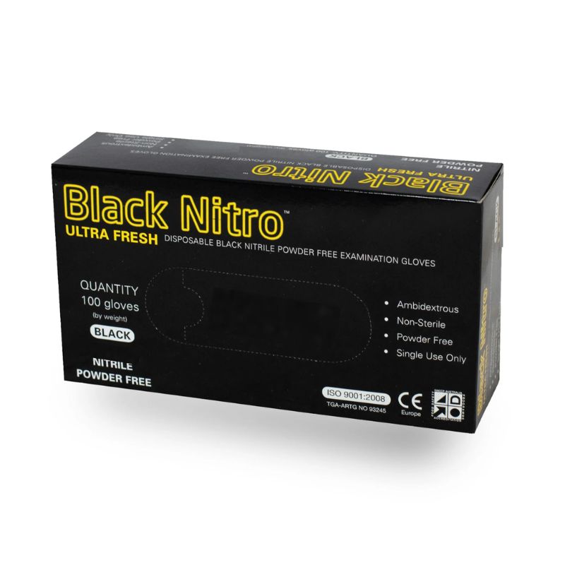 Ultra Fresh Black Nitro - Nitrile Gloves - Medium - Salon First Beauty ...