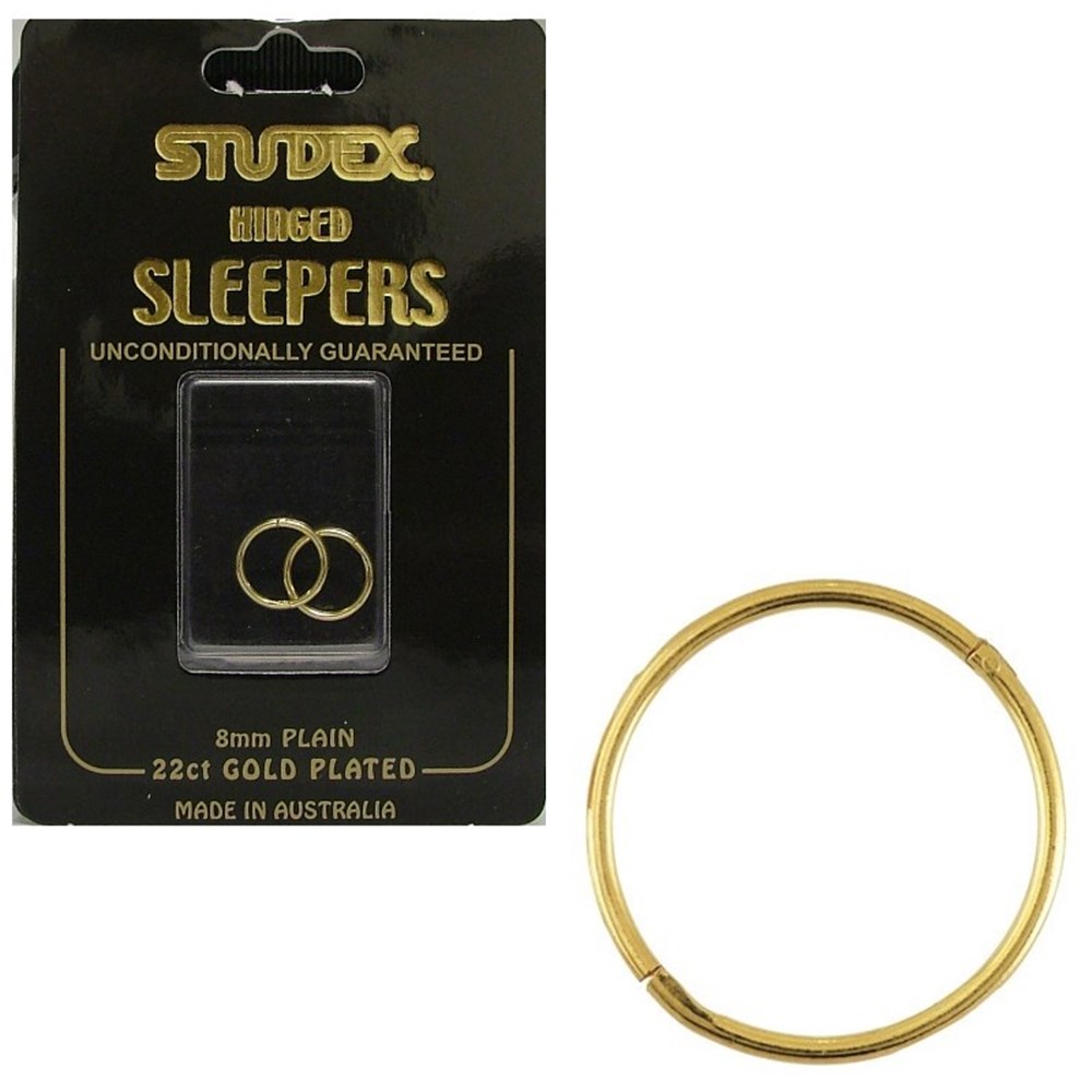 Studex Mini Plain Sleepers 8mm 22Ct Gold Plated pair - Salon First ...