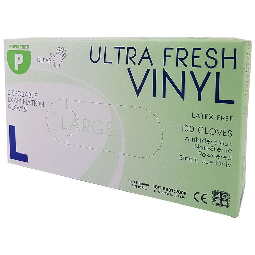 Ultra Fresh Vinyl - Large - Clear Powdered Gloves 100 pack - Salon ...